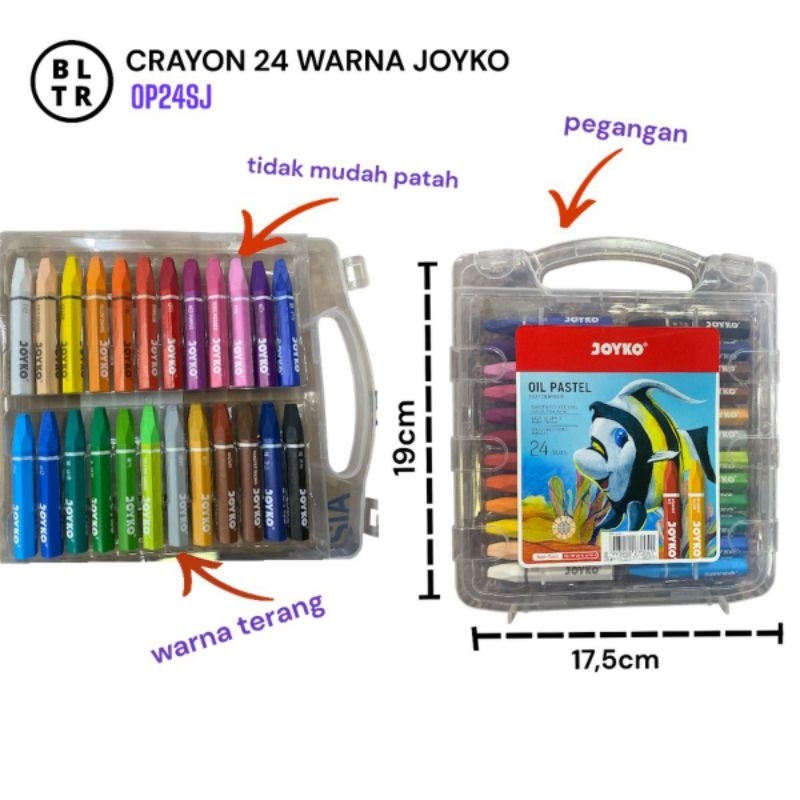 Jual Pak//CRAYON 24 WARNA JOYKO (OP24SJ) /OIL PASTEL /KRAYON WARNA/NEW ORIGINAL | Shopee Indonesia