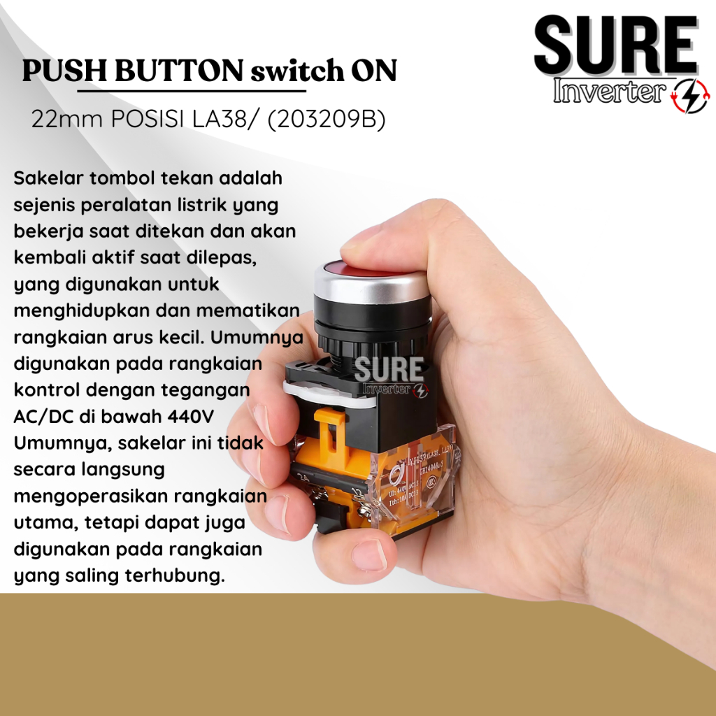Jual PUSH BUTTON LA38 22MM Saklar On Off 22mm Tombol Power Push Button ...