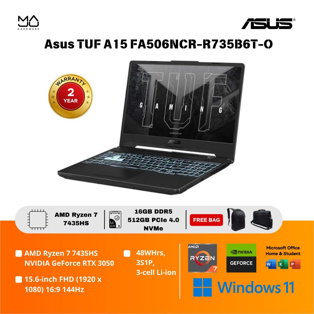 Jual Laptop Asus TUF Gaming A15 FA506NCR R735B6T R7 7435HS/16GB/512GB ...