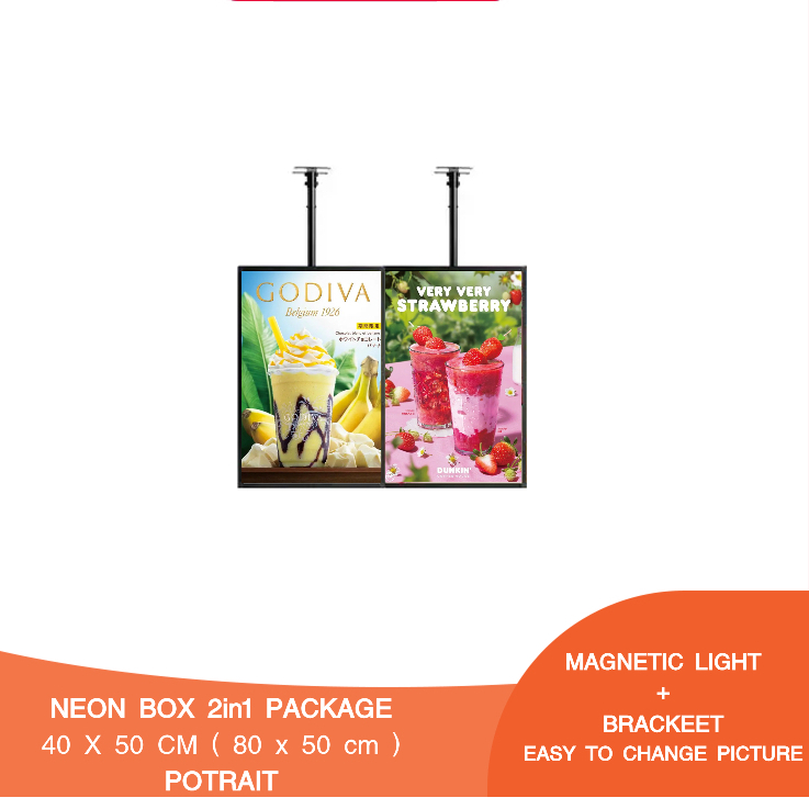Jual NEON BOX SLIM LED LIGHT BOX Menu Paket 2in1 40x50cm ( 80x50cm ...