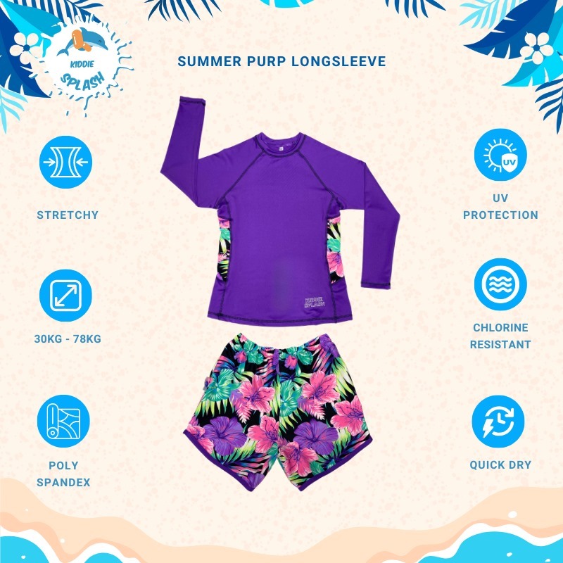 Jual KIDDIE SPLASH SUMMER PURP LONG SLEEVE RASHGUARD SET, ATASAN BAJU ...
