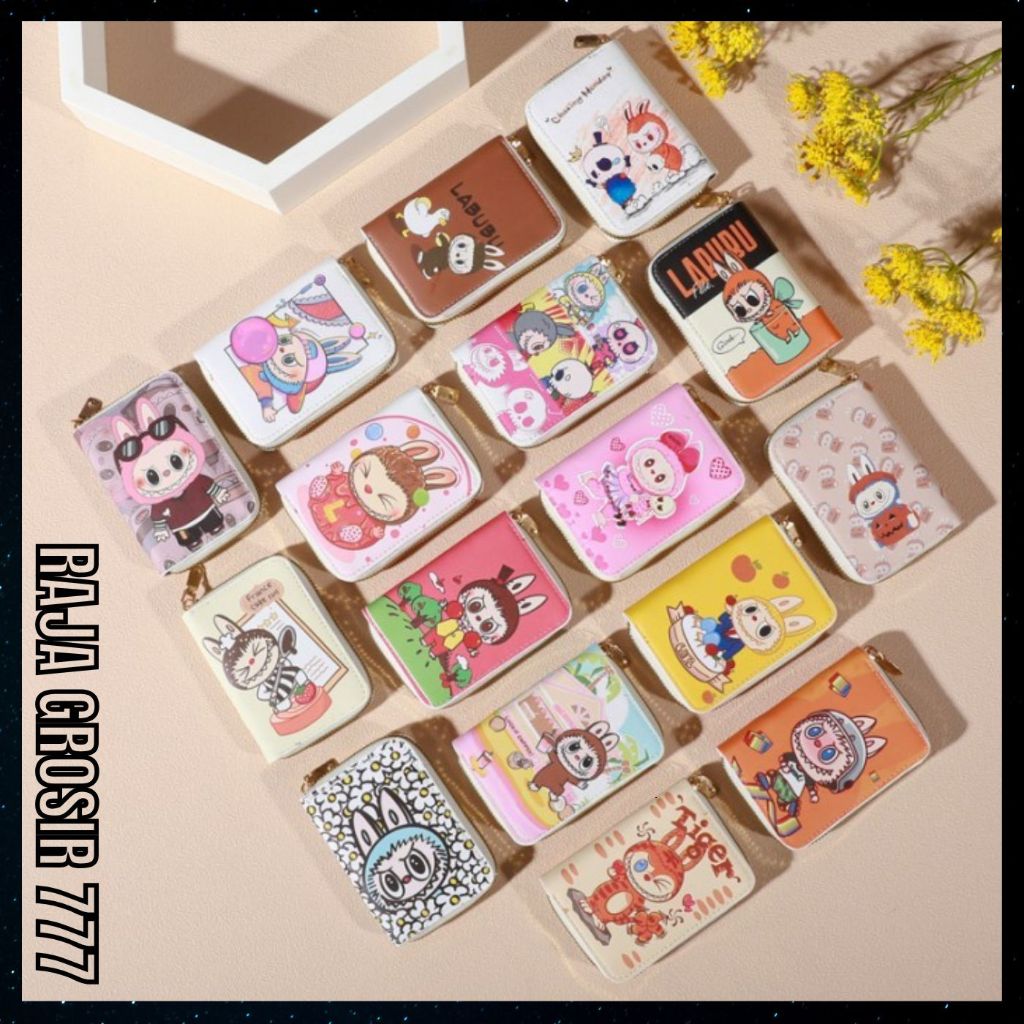Jual Dompet Lipat Card Holder Labubu Dompet Kartu Zipper Labubu Macaron ...