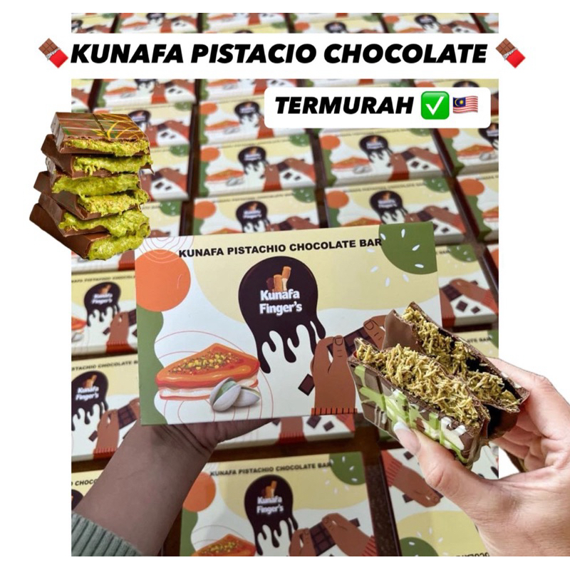 Jual COKLAT VIRAL KUNAFA CHOCOLATE PISTACHIO BAR HARGA MURAH ORIGINAL COKLAT VIRAL DUBAI KUNAFA ...