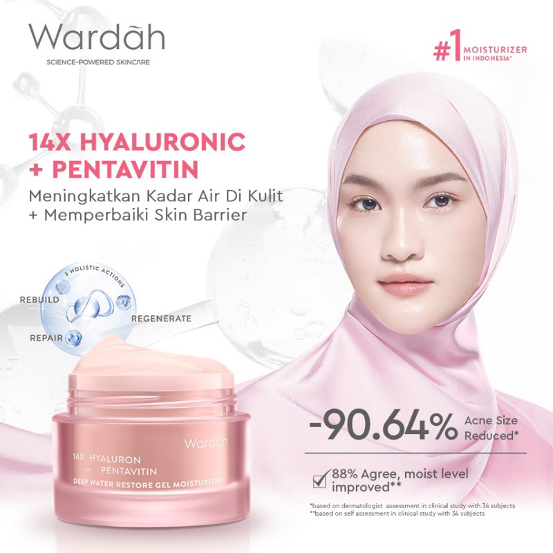Jual Wardah Gel Moisturizer - 14x Hyaluronic + Pentavitin (Pink ...