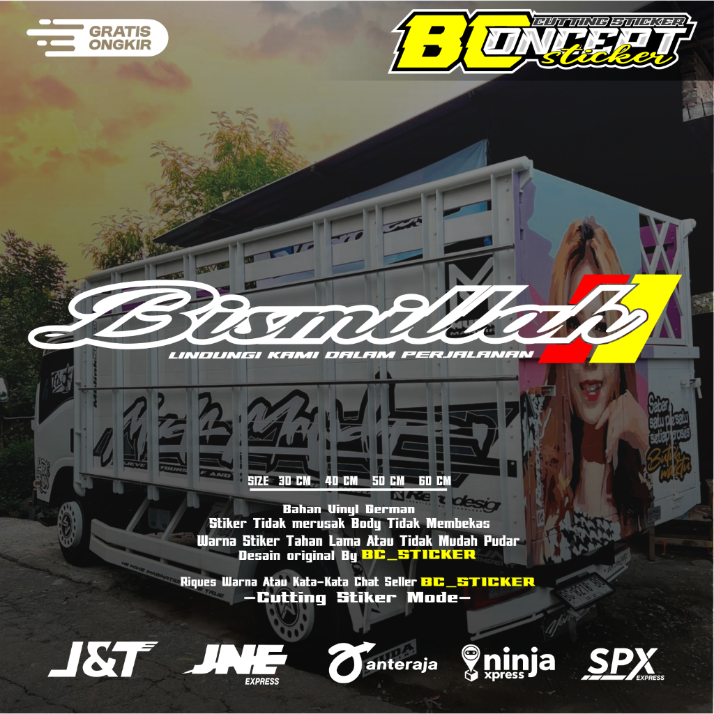 Jual sticker cutting kaca depan Bismillah mobil l300 granmax carry ...