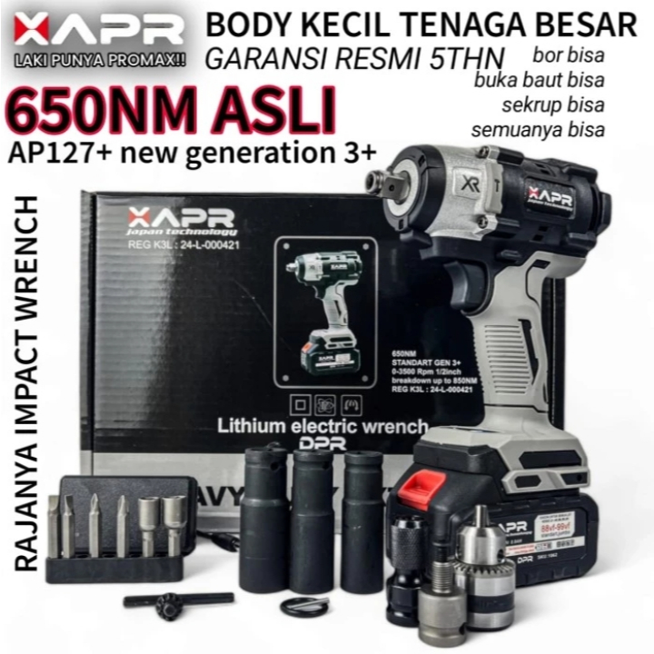 Jual APR JAPAN IMPACT WRENCH 650nm FACELIFT CORDLESS 88V MESIN PEMBUKA ...
