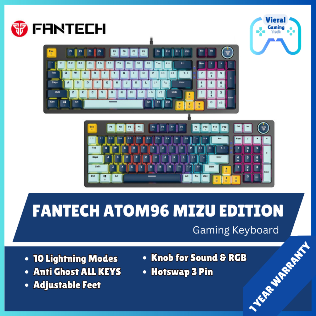 Jual Fantech ATOM96 MK890V2 Mizu Edition RGB Keyboard Gaming Mechanical Full Size | Shopee Indonesia