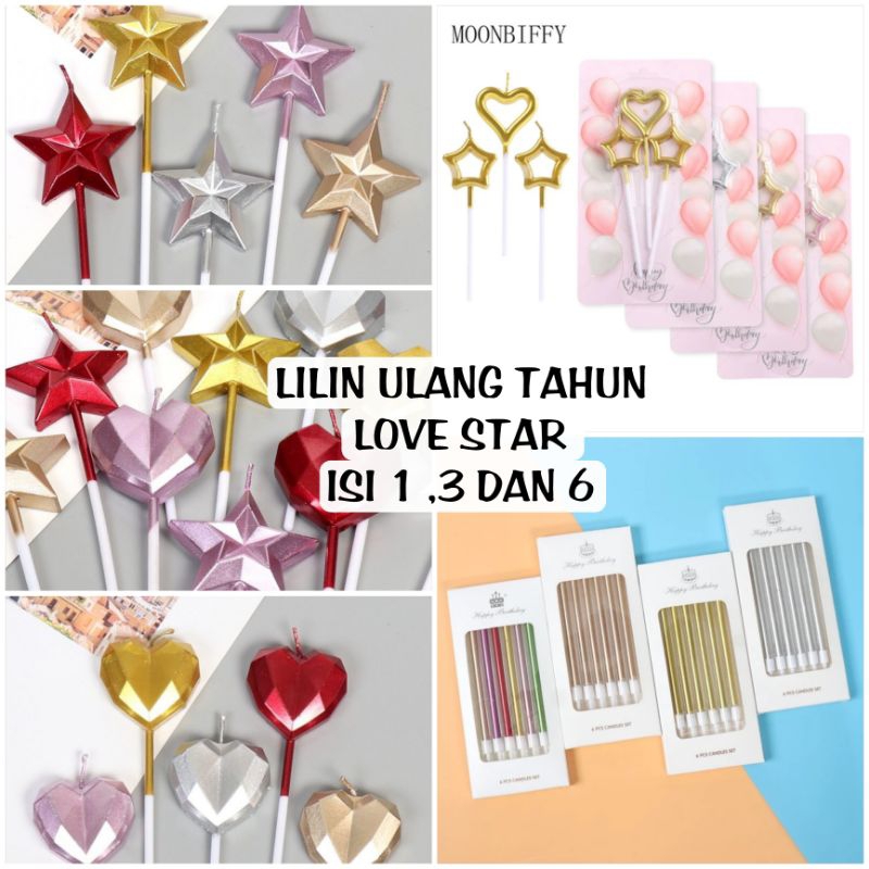 Jual LILIN ULANG TAHUN LOVE STAR SPIRAL CANDLE/ LILIN PANJANG MENTALIC ...
