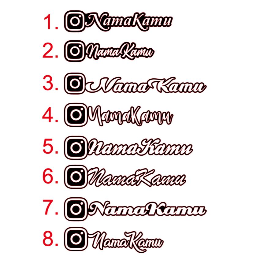 Jual Stiker Nama Instagram Whatsapp Twitter X TikTok Custom Cutting ...