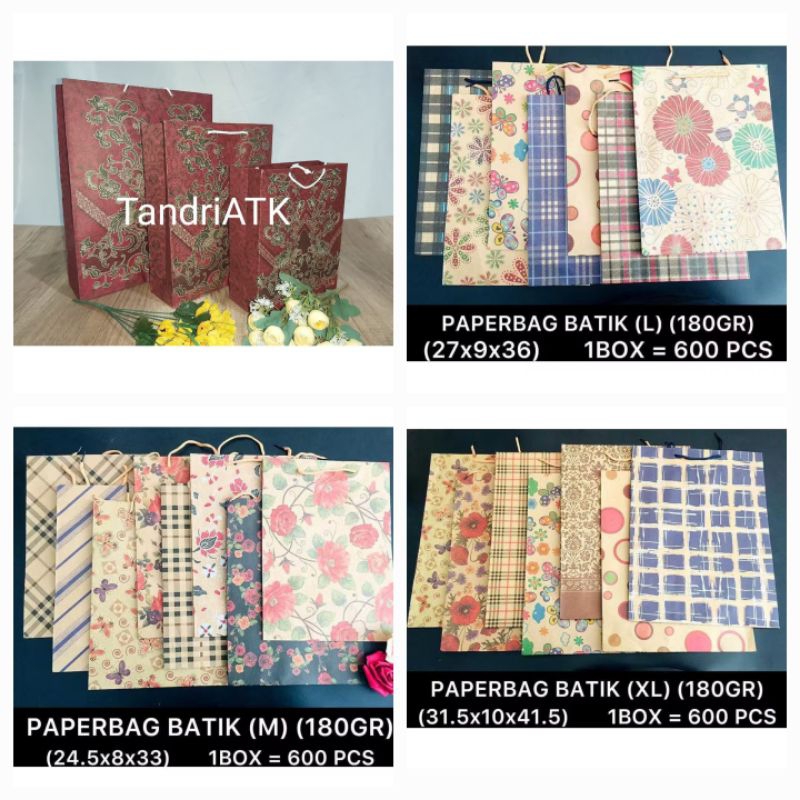 Jual [1 Lusin/ 12 Pcs] KUALITAS PREMIMIUM/ BAHAN TEBAL Paper Bag BATIK ...