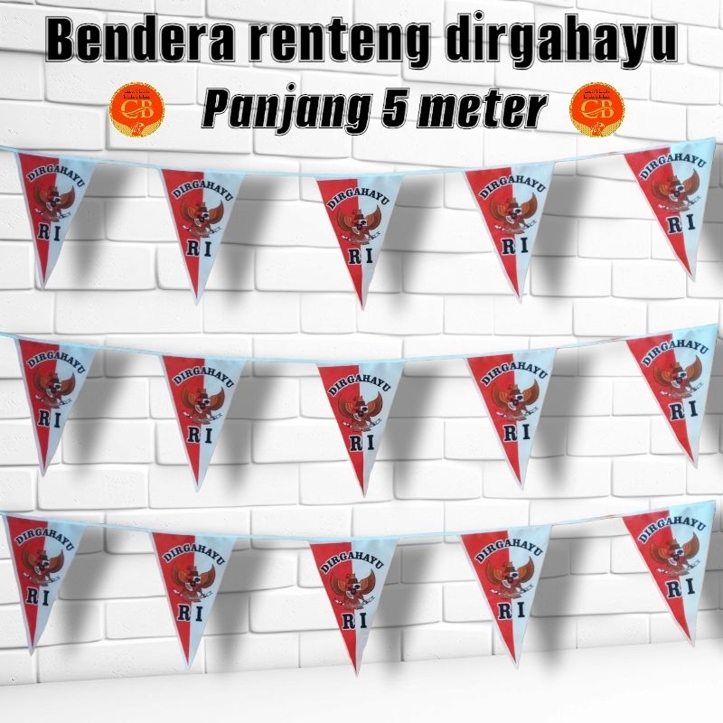Jual bendera renteng segitiga dirgahayu 5 meter | Shopee Indonesia