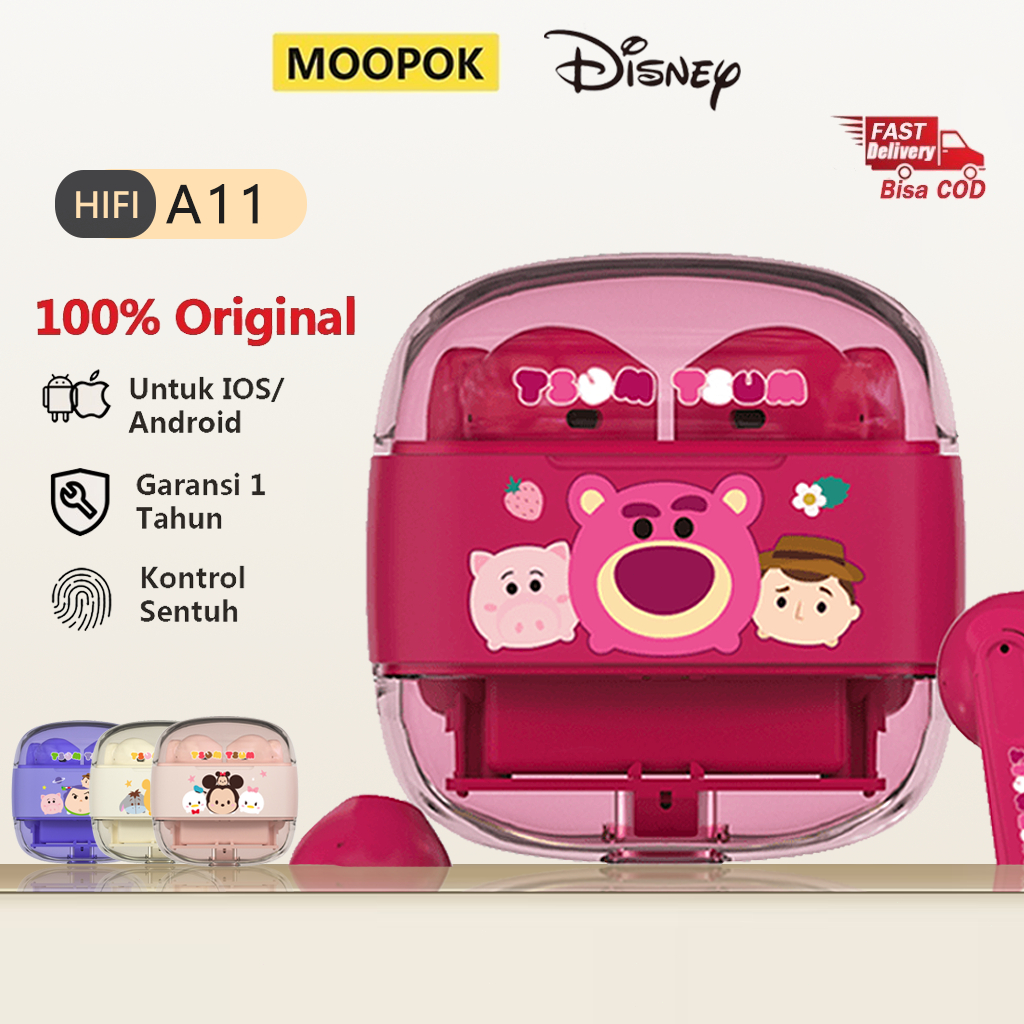 Jual Disney A11 Earphone Bluetooth 5.3 TWS Headset Dukungan 100% Ori ...