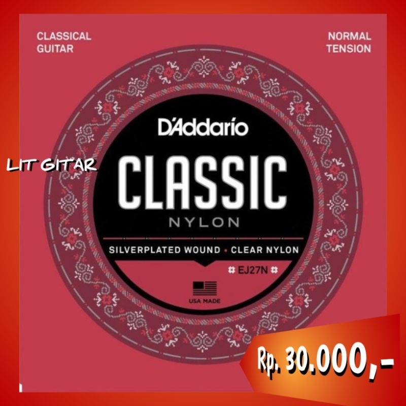 Jual 1 set Senar gitar Classic Daddrio ( nilon ) | Shopee Indonesia