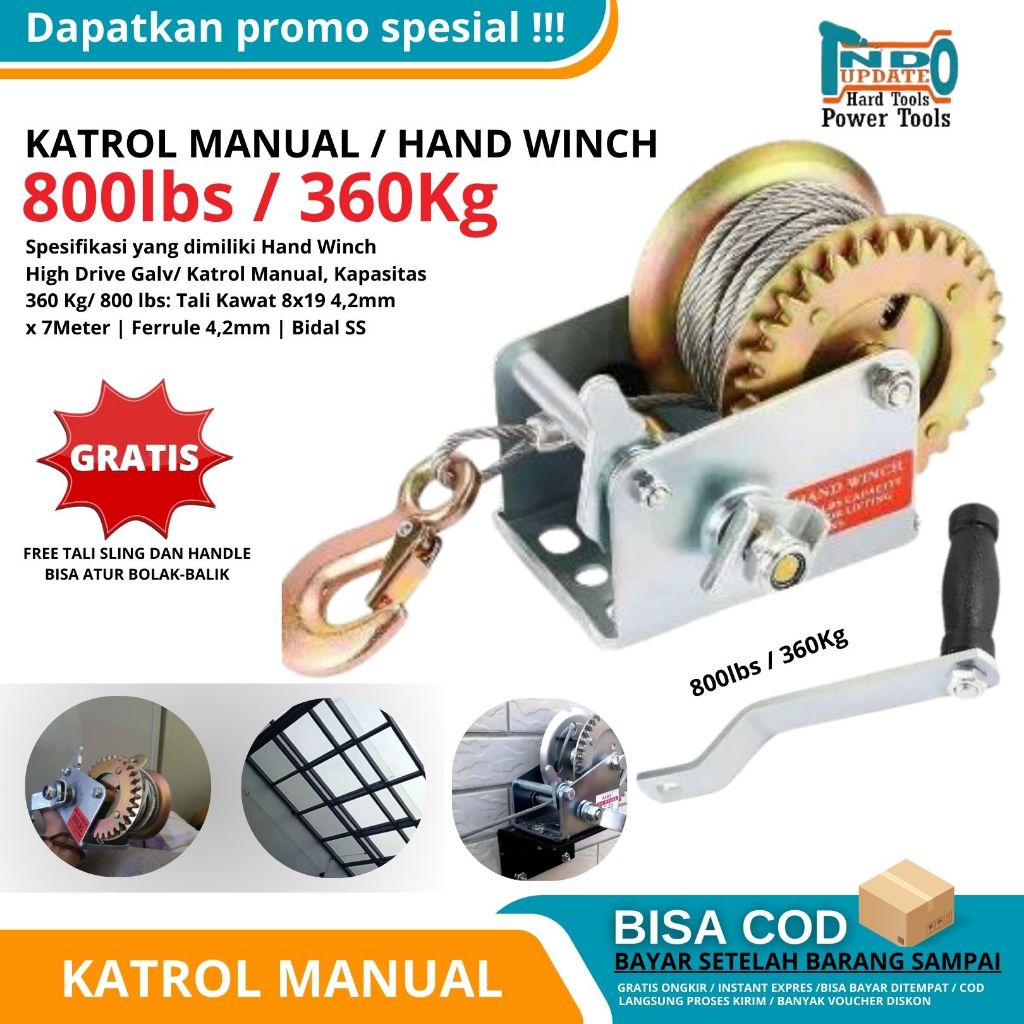 Jual Katrol Manual Kerekan Kanopi Sleding 2Arah Bonus Hadiah Tali Sling ...