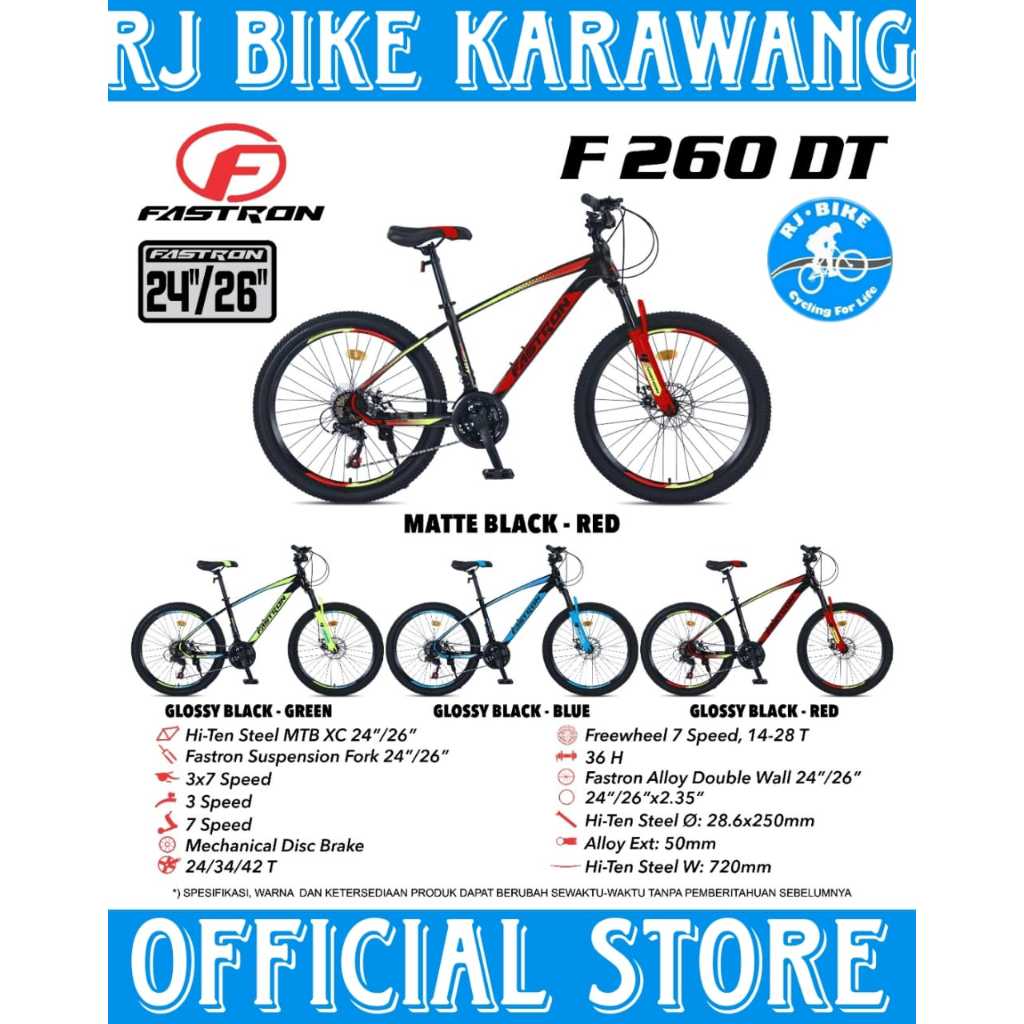 Jual SEPEDA GUNUNG MTB 24" DAN 26" FASTRON MTB F260 DT (3X7 MD ...