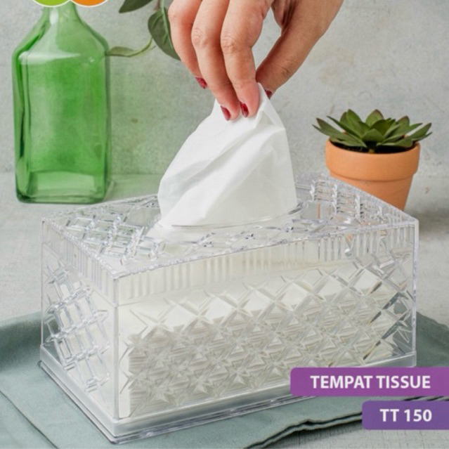Jual TT-150 Tempat kotak tissue box segi acrylic bening kristal ...