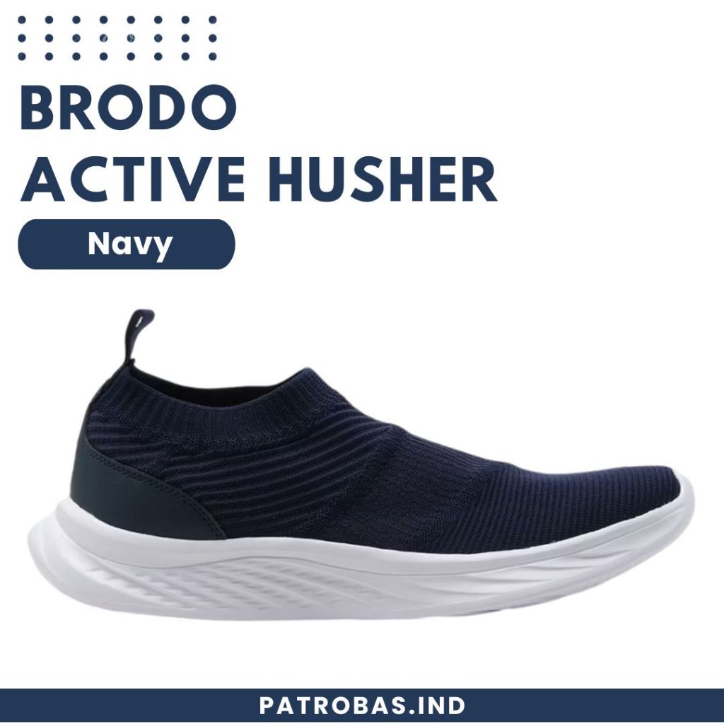 Jual BRODO Active Husher Navy Sepatu Sneakers Shoes Casual Slip On Pria ...