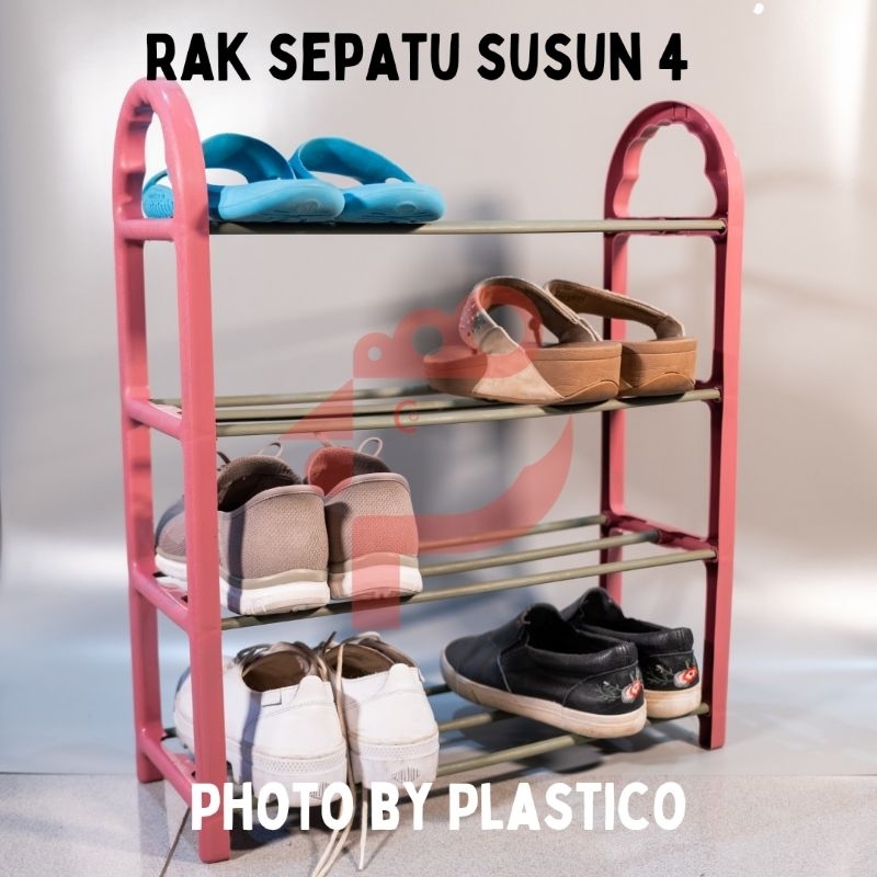 Jual RAK SEPATU SENDAL SHOE RACK MURAH SUSUN 4 SS4 | Shopee Indonesia
