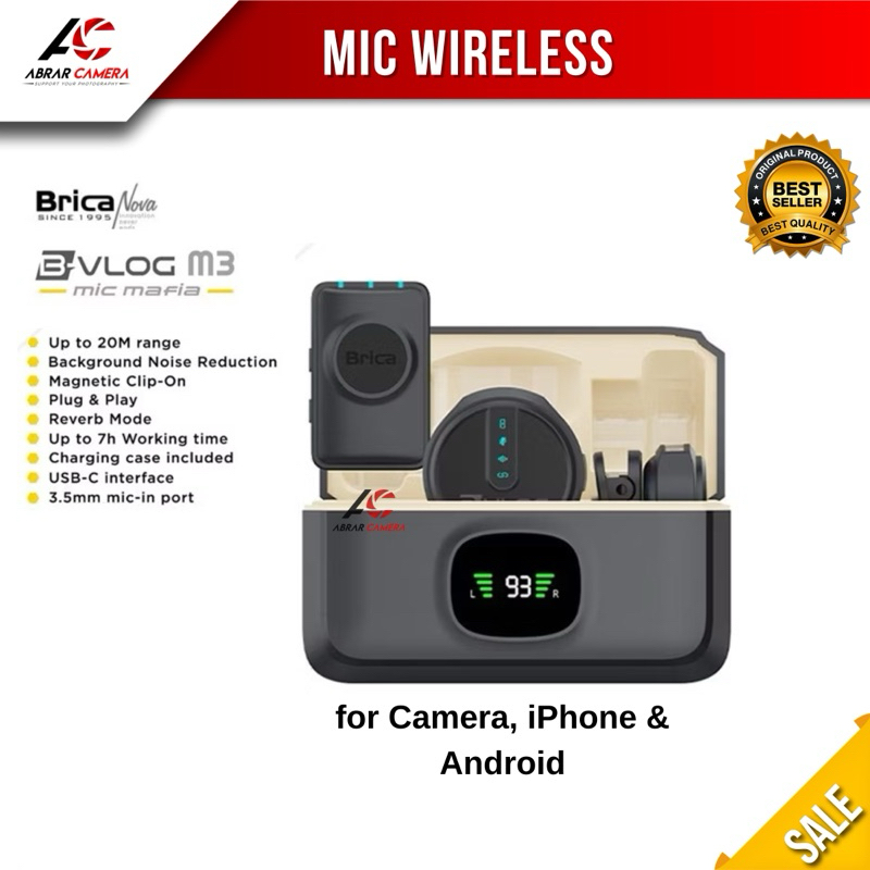 Jual Mic Wireless Brica BVLOG M3 - Microphone Dual Mic for Camera ...
