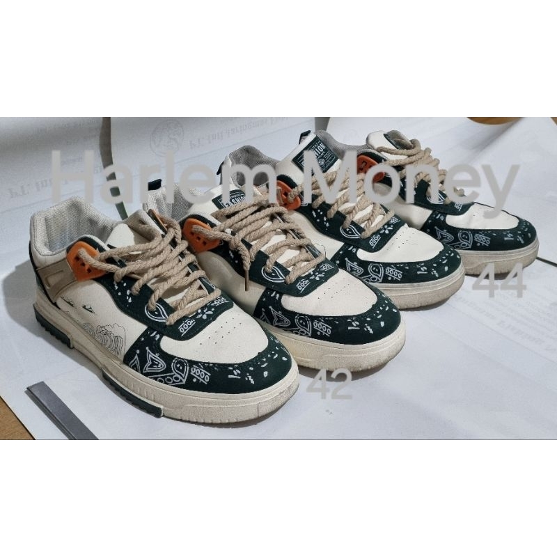 Jual Sepatu Sneakers Kets Gading Cream Hijau Tambang Ombak Motif Jepang ...