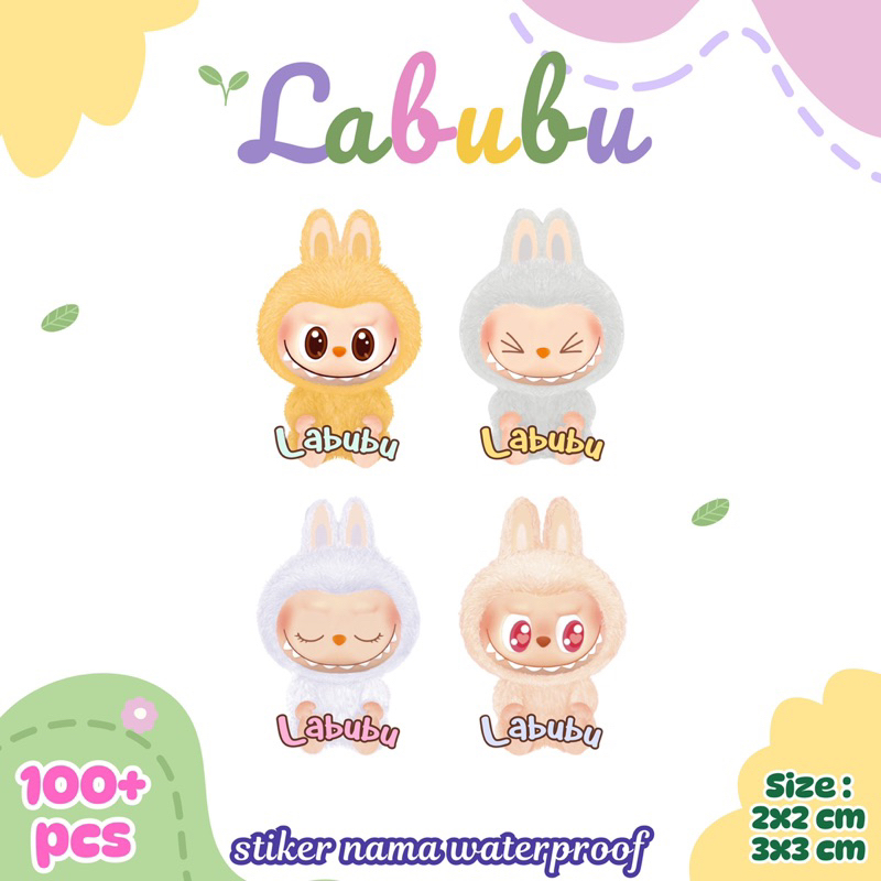 Jual LABUBU Stiker Nama Waterproof | Sticker buku lucu sekolah ATK ...