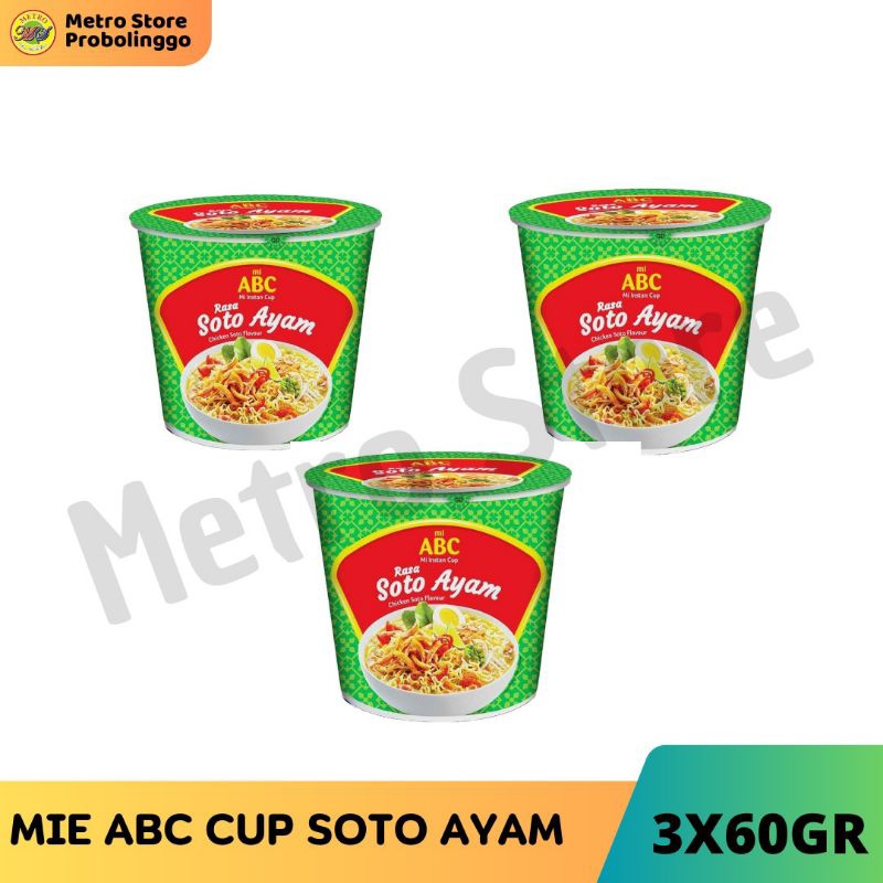 Jual MIE ABC CUP RASA SOTO AYAM 3PCS | Shopee Indonesia