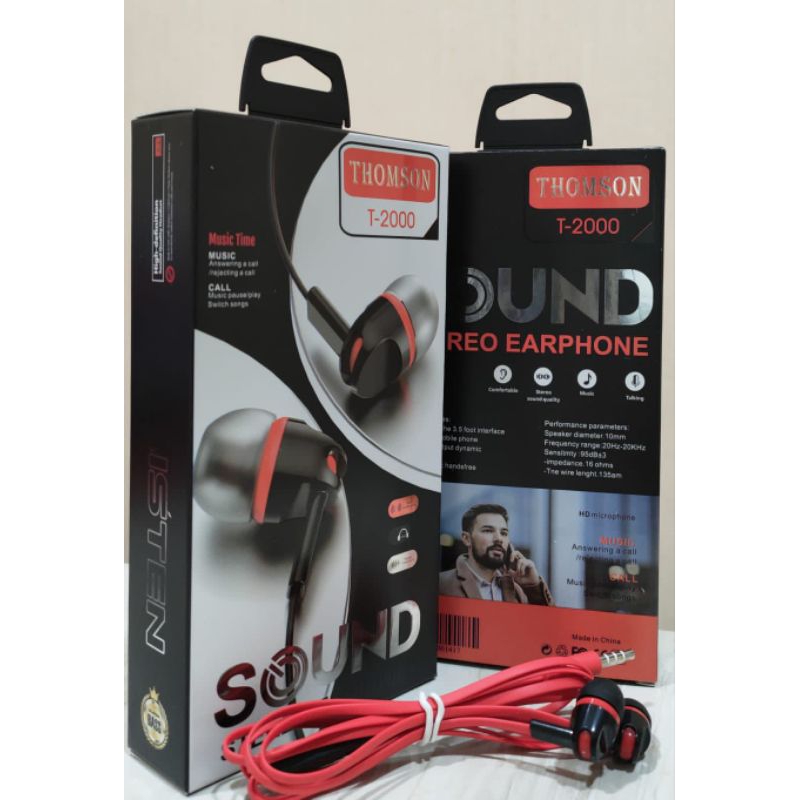 Jual ( GROSIR ) HF EARPHONE THOMSON T-2000 STEREO BASS + WITH MIC ...