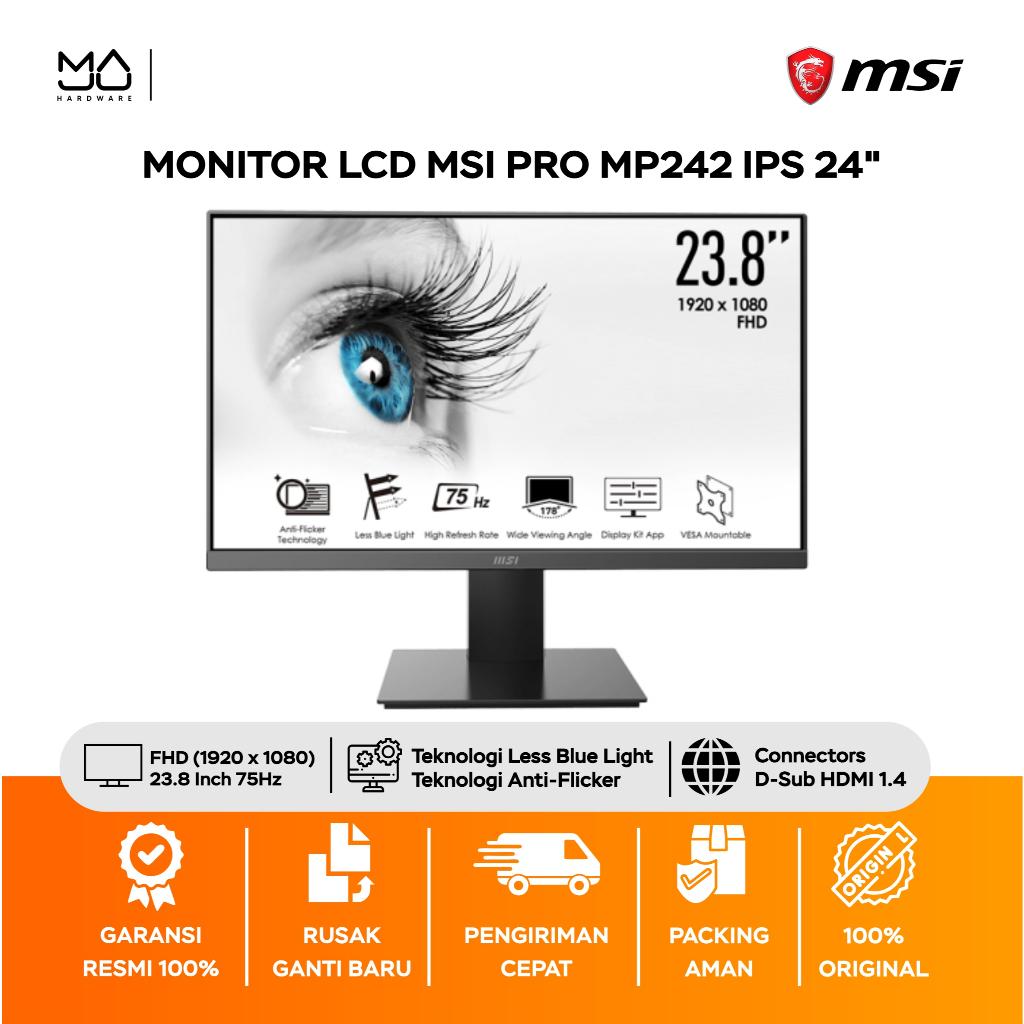 Jual Monitor MSI Monitor PRO MP242 23.8 Inch - Garansi Resmi | Shopee ...