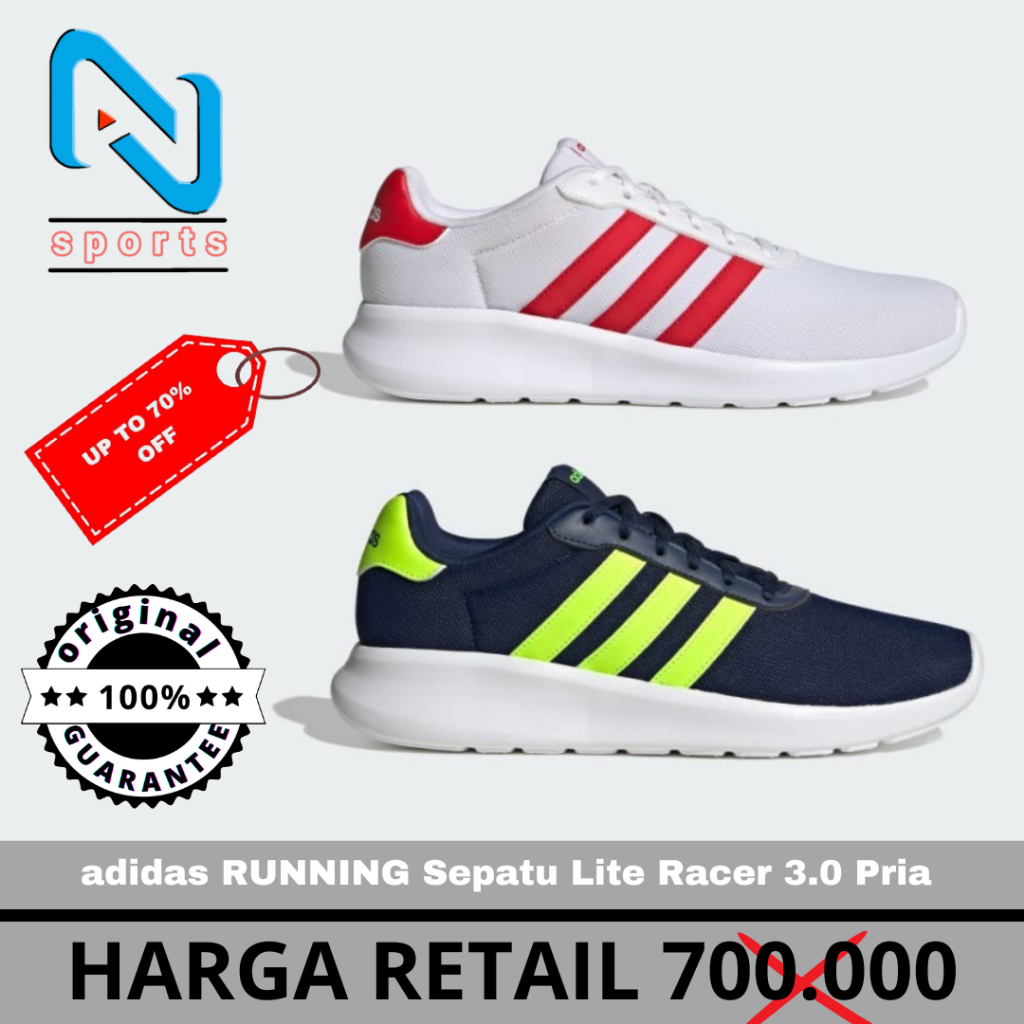 Jual adidas RUNNING Sepatu Lite Racer 3.0 Pria Original 100% | Shopee ...