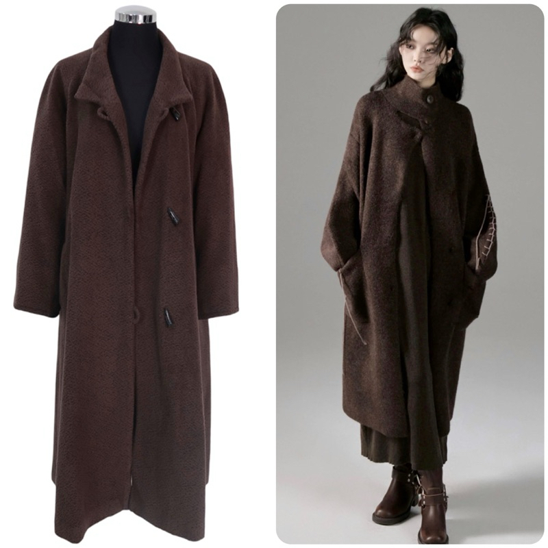 Jual Women premium angora coat in dark brown brand Akiko | Shopee Indonesia