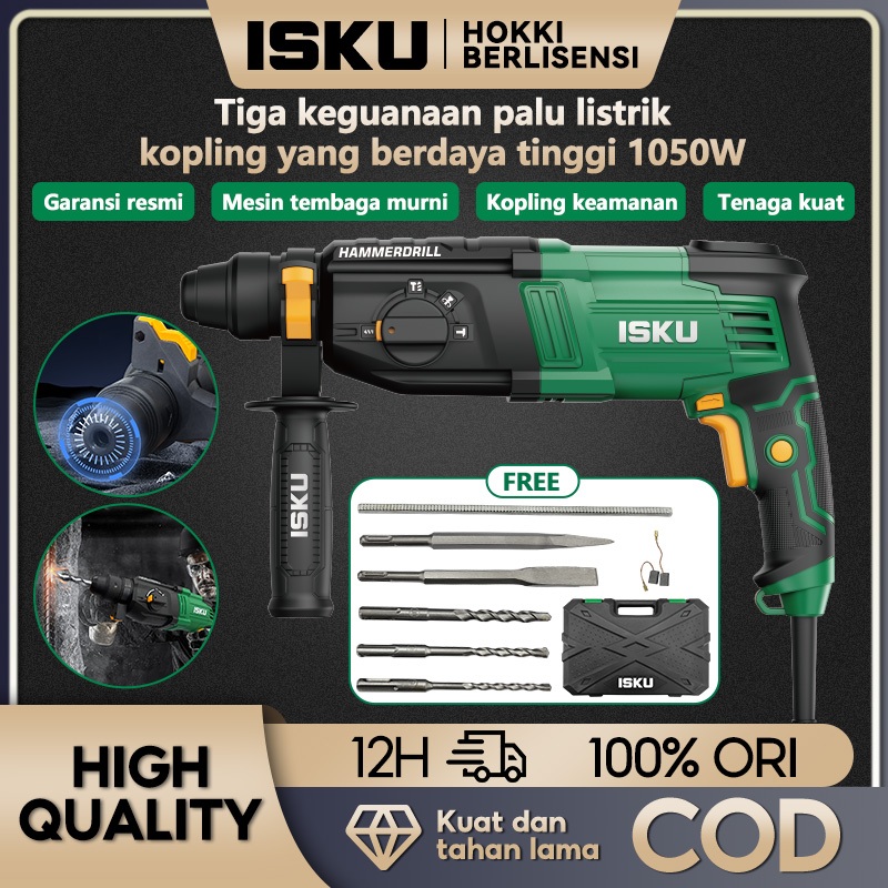 Jual ISKU Rotary Hammer Bor 750W/1050W listrik Mesin Bor Palu Listrik ...