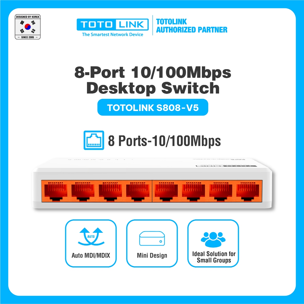 Jual TOTOLINK S808 8-Port 10/100Mbps Desktop Switch Hub - Internet ...