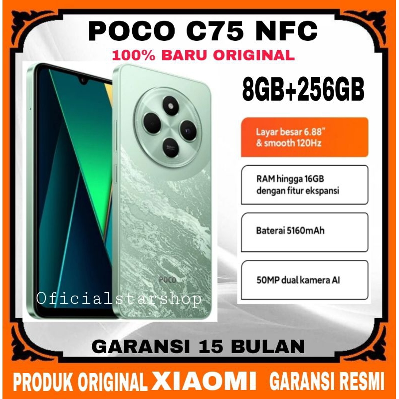 Jual XIAOMI POCO C75 NFC [6+128GB][8+256GB] GARANSI RESMI XIAOMI INDONESIA TAM - POCO C75 ...