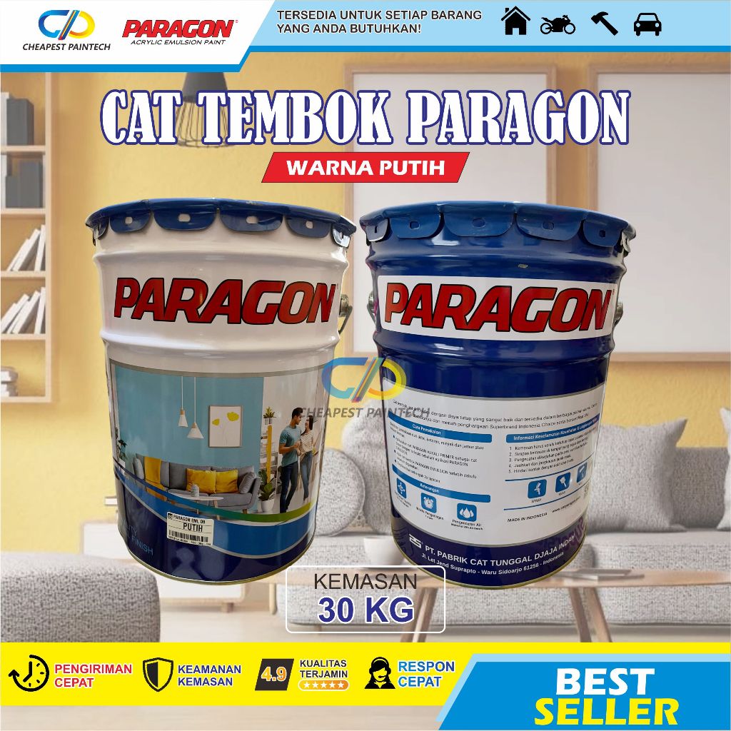 Jual Cat Tembok PARAGON PUTIH 30 kg pail | cat interior | plafond ...