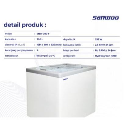 Jual Freezer Sanwoo Sliding Glass SNW-300F/ Freezer Kaca 300L | Shopee ...