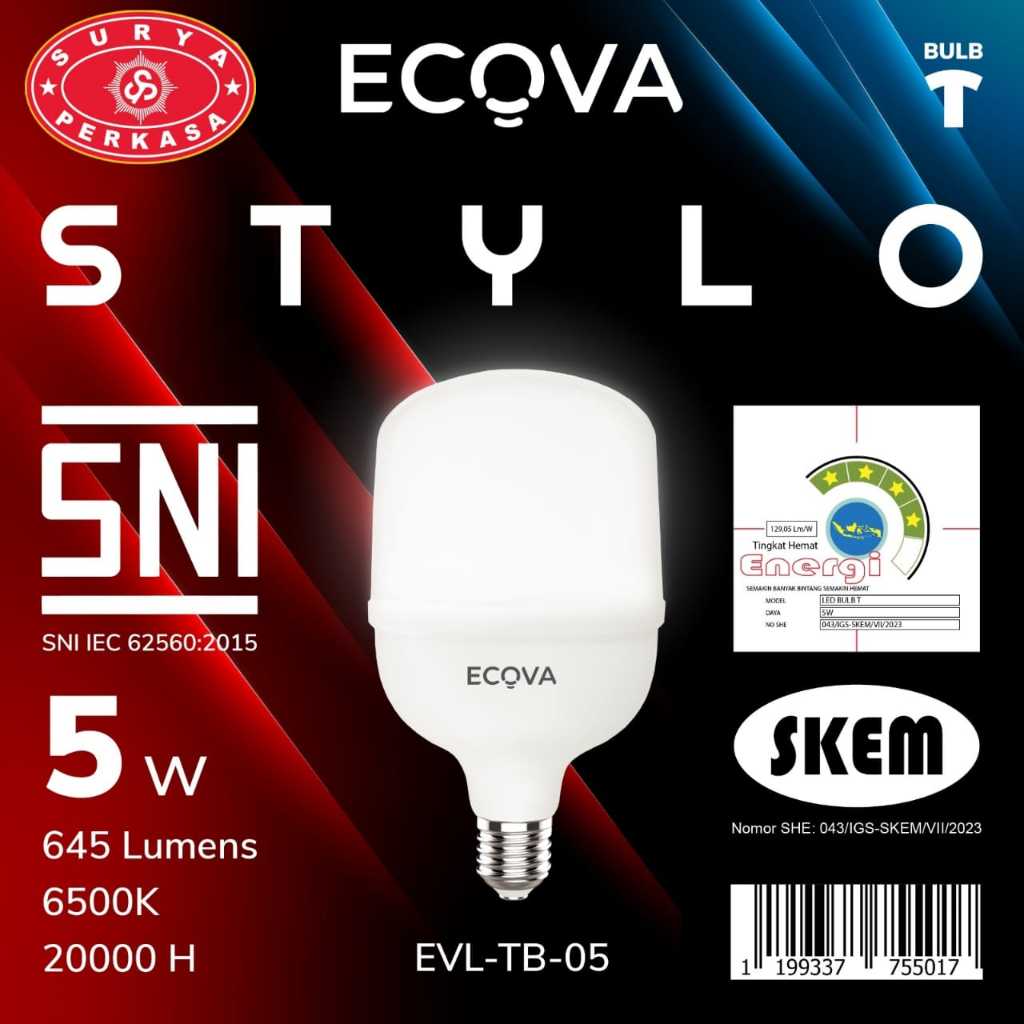 Jual Surya Perkasa ECOVA Lampu LED Kapsul LED T Bulb Lampu Bolham Lampu Serbaguna Lampu ECOVA ...