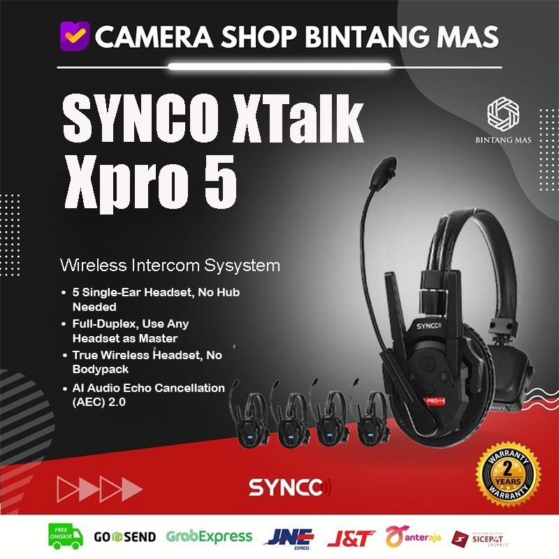 Jual Synco Xtalk XPro 5 Wireless Intercom System with 5 Single-Ear Headsets (2.4 GHz) | Shopee ...