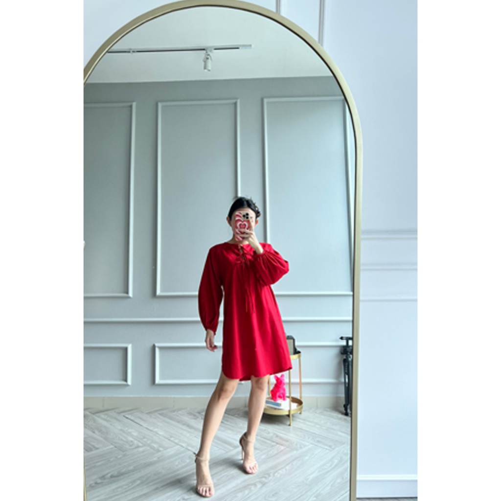 Jual Red Xin Dress - Dress merah berlengan (KHUSUS DISKON tidak bisa ...