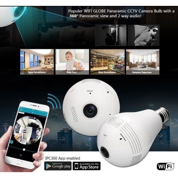 Jual Ip Camera Kamera CCTV Bohlam Lampu Wifi Wireless Panoramic 360 SDCard | Shopee Indonesia