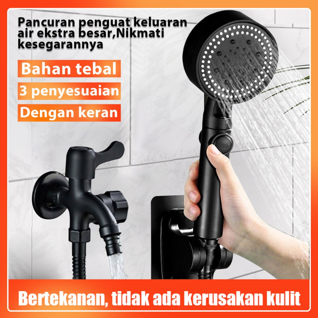 Jual Kepala Shower Mandi Premium Shower set/5 Mode Air Head Shower Handheld/Hitam Kepala Shower ...
