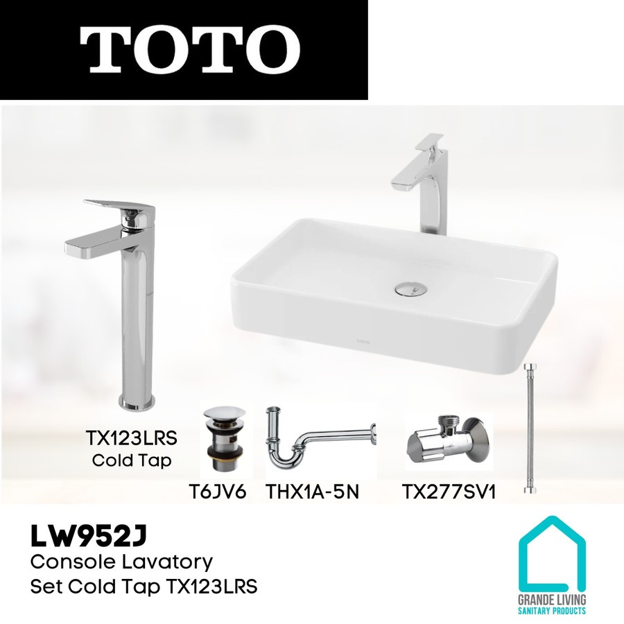 Jual TOTO Wastafel MeJa Keramik Vessel Lavatory LW952J Set Kran Dingin ...