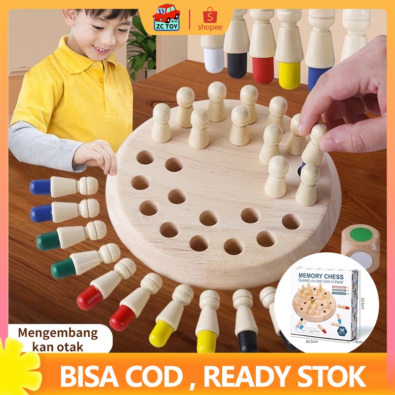 Jual ZCTOY Mainan MEMORI CHEES Board Game Memory Match Color Kayu Color ...