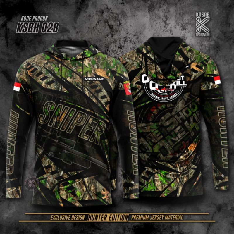 Jual JERSEY HOODIE CAMO BERBURU SNIPER HUNTER ONR SHOOT ONE KILL MOTIF ...