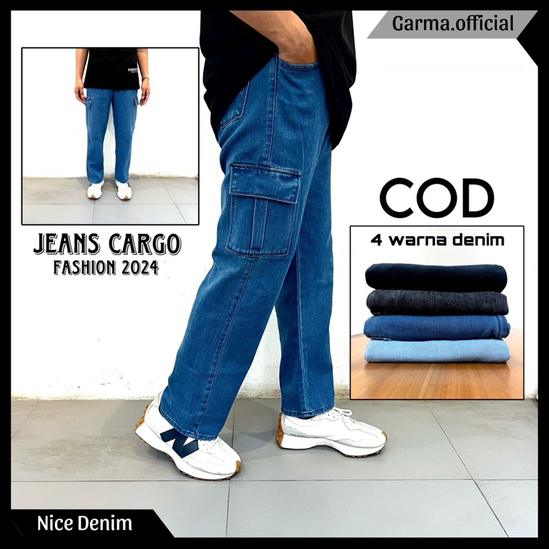 Jual Celana Cargo jeans pria panjang cowok Korean style baggy pants kargo celana denim ORIGINAL ...