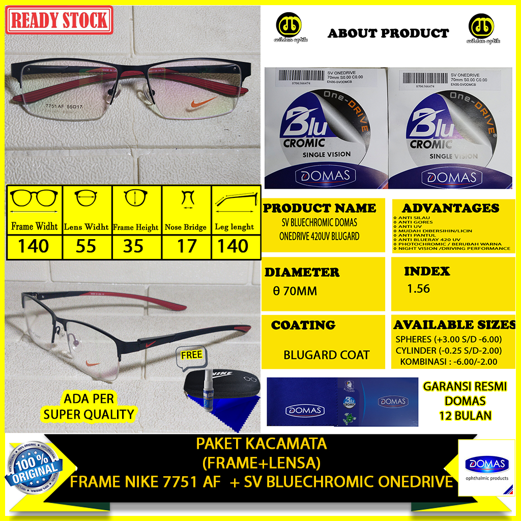 Jual Paket Kacamata (Frame + Lensa ) Domas Bluechromic Onedrive Night ...