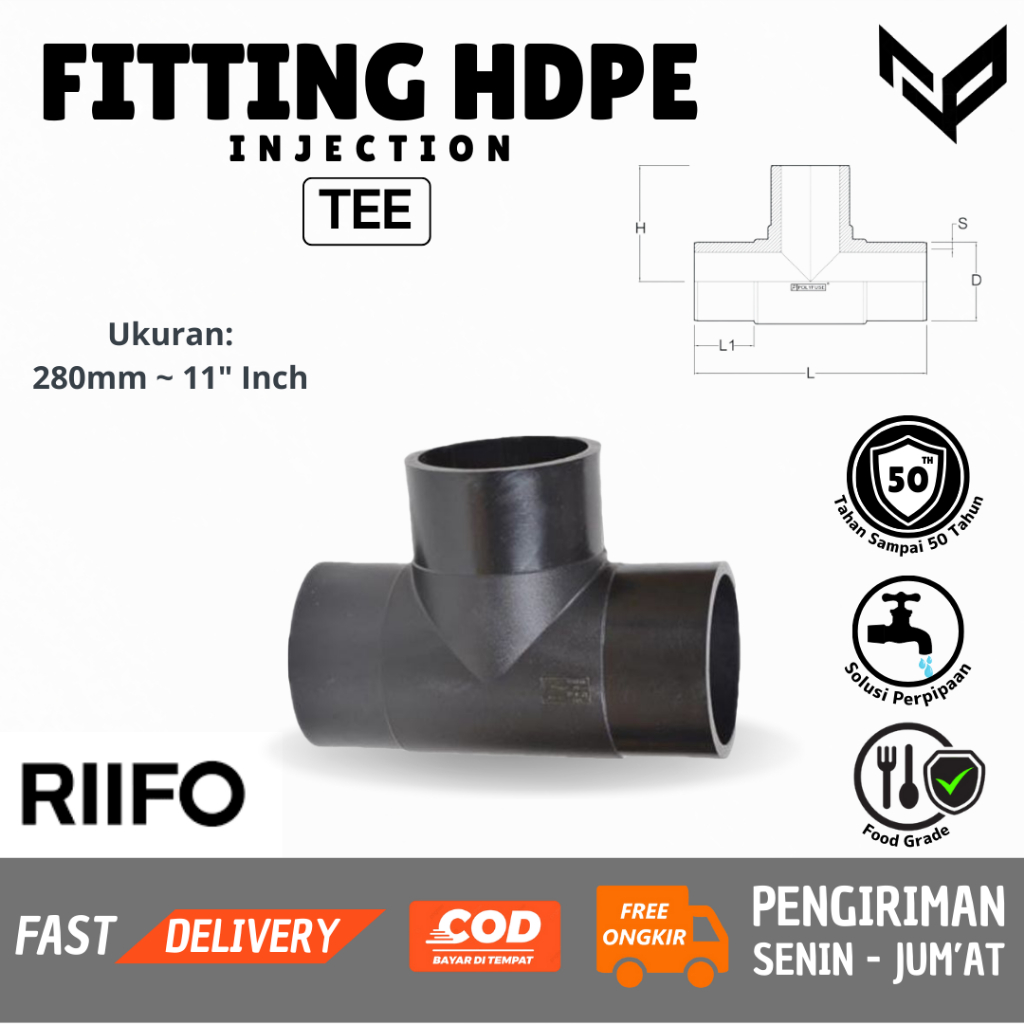 Jual Tee Injection Butt Fusion PN 10 280mm ~ 11" Inch HDPE | Shopee ...