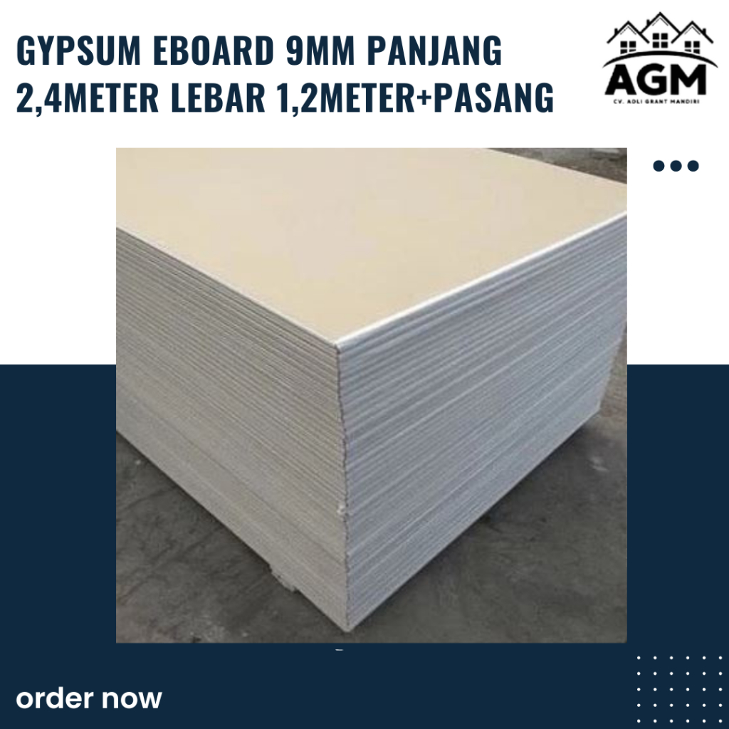 Jual Gypsum EBOARD 9mm panjang 2,4mtr lebar 1,2mtr+pasang | Shopee Indonesia