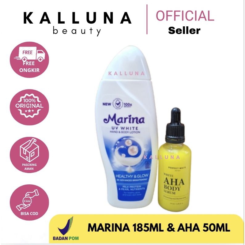 Jual MARINA & AHA - PAKET BUNDLING LOTION MARINA UV WHITE & AHA PERFECT ...