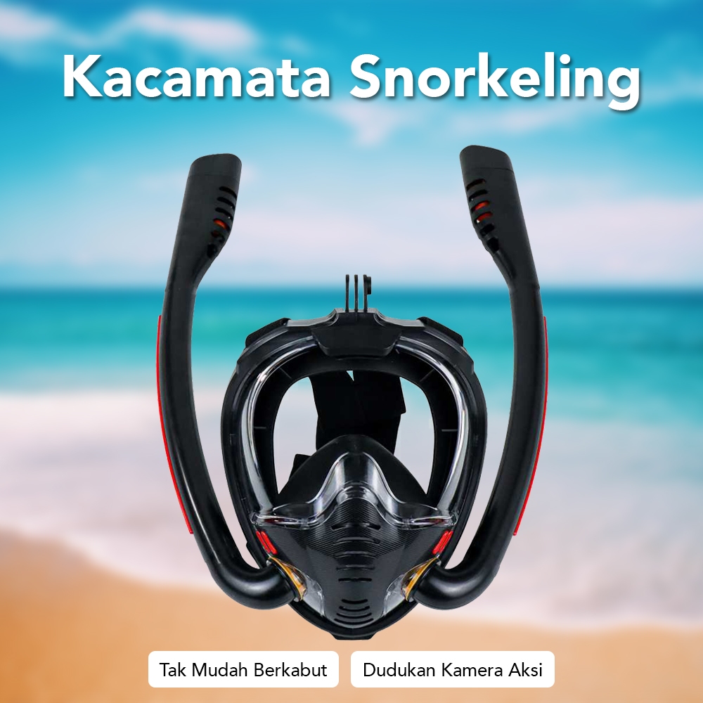 Jual Alat Snorkeling Snorkel Full Face Diving Mask Double tube 2 Lubang ...