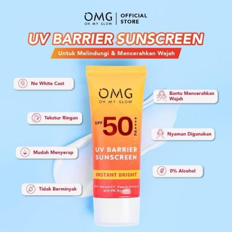 Jual OMG Bright Booster UV Barrier Sunscreen SPF 50 PA++++ 25ml | Shopee Indonesia